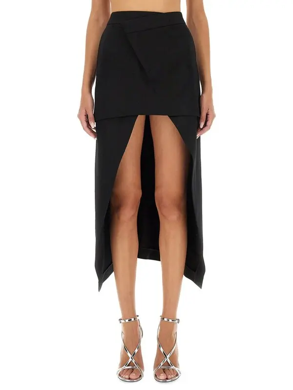 Alexander McQueen Asymmetrical Wool Skirt - Black