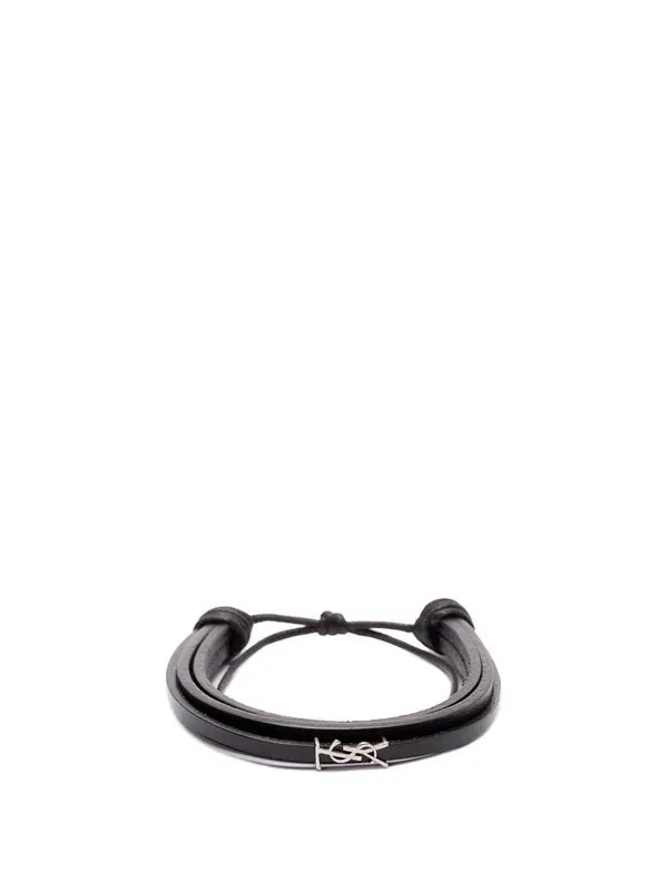 Saint Laurent Leather Logo Bracelet