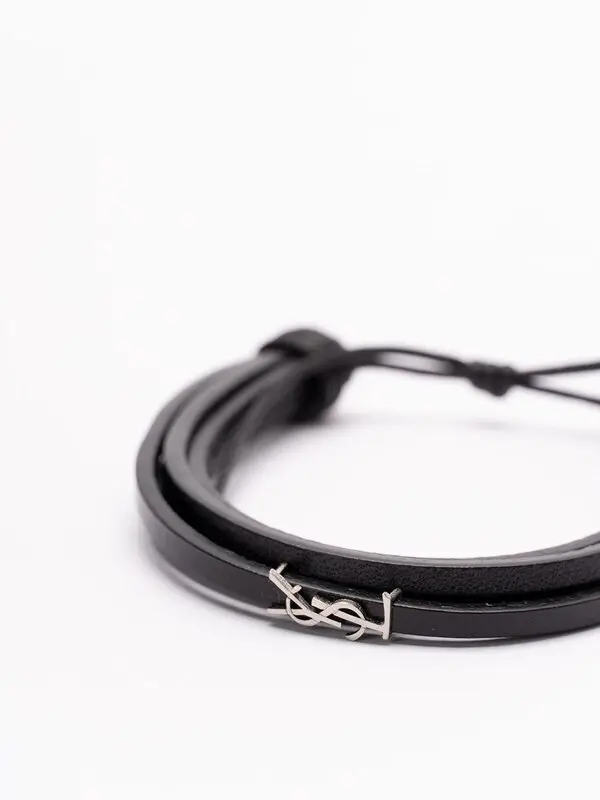 Saint Laurent Leather Logo Bracelet