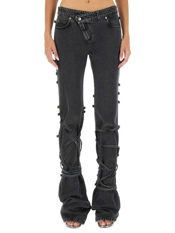Alexander McQueen Slim Fit Jeans With Knot Detailing - Black