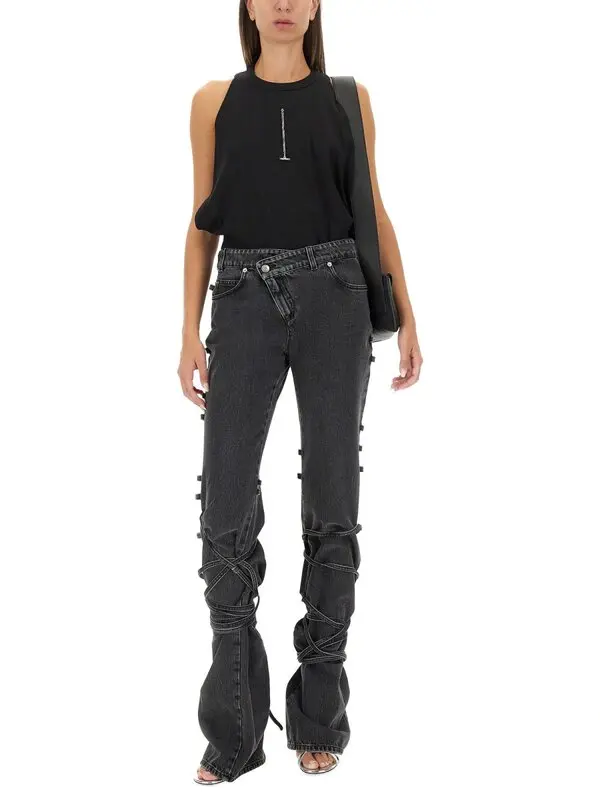 Alexander McQueen Slim Fit Jeans With Knot Detailing - Black