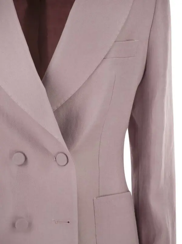 Tagliatore Double-breasted Linen Blazer - Pink
