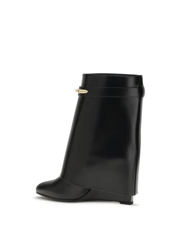 Givenchy Leather Shark Silhouette Wedge Boots - Black