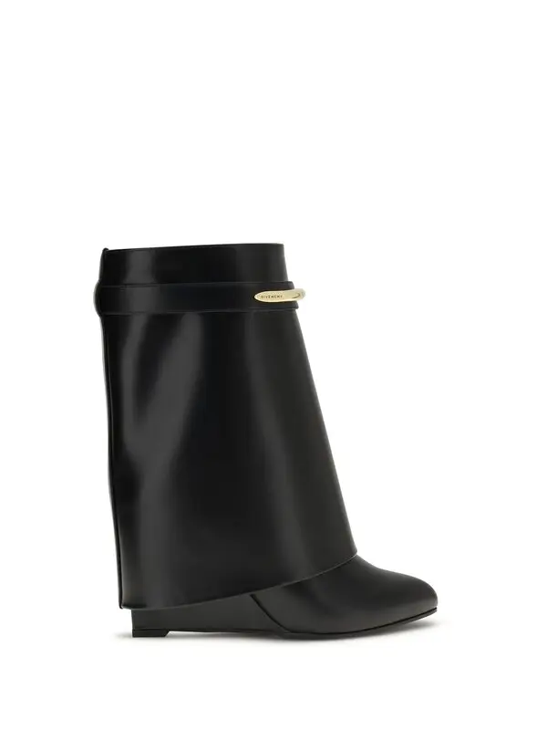 Givenchy Leather Shark Silhouette Wedge Boots - Black