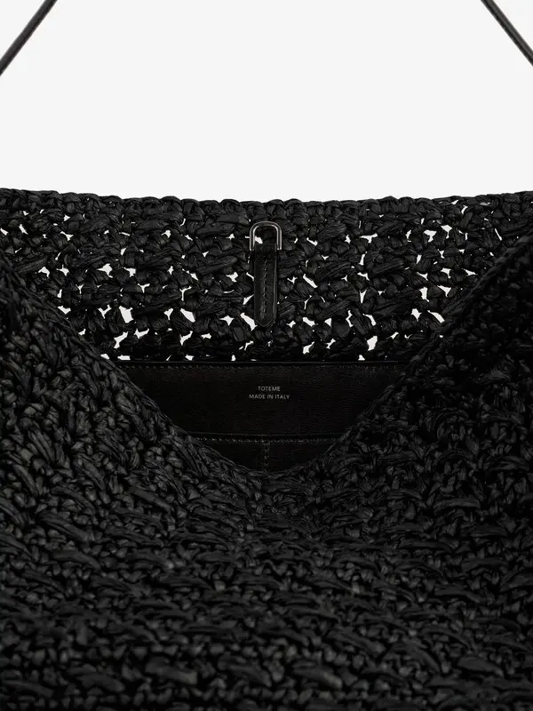 TOTEME Raffia Shoulder Bag With Buckle Detail - Black