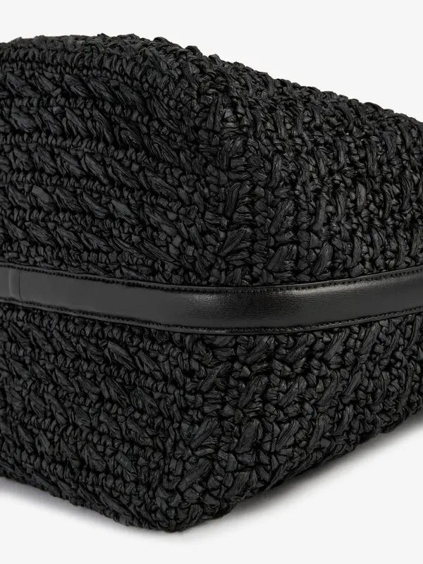 TOTEME Raffia Shoulder Bag With Buckle Detail - Black