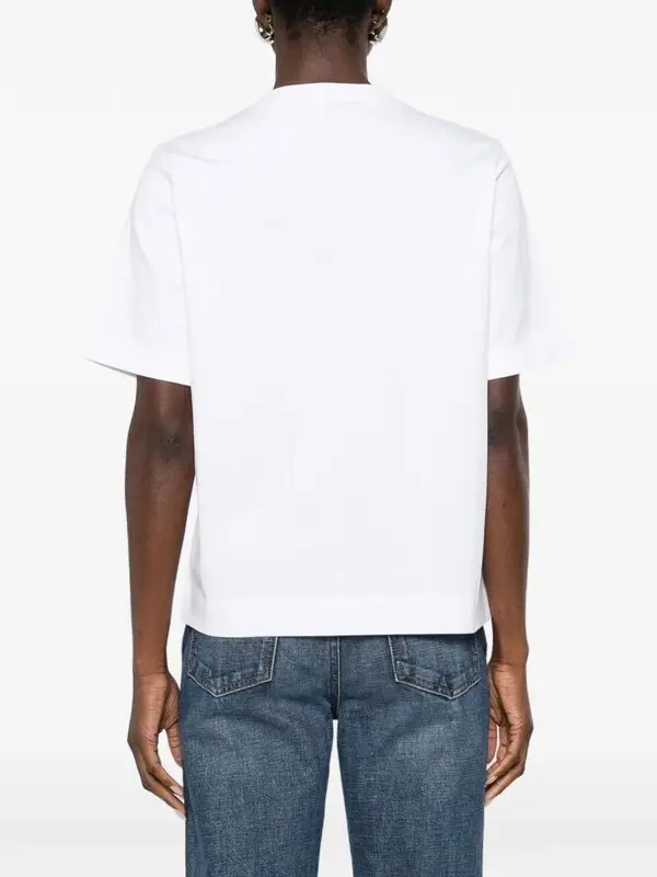 Brunello Cucinelli White Cotton T-shirt With Embellished Neckline