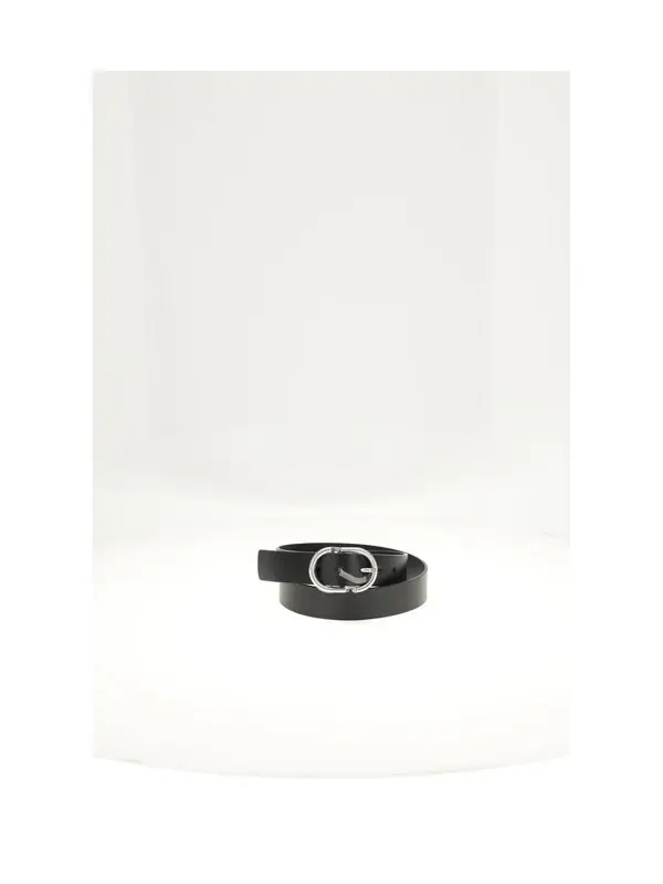 Dior Leather Belt With Silver Tone Buckle - Black