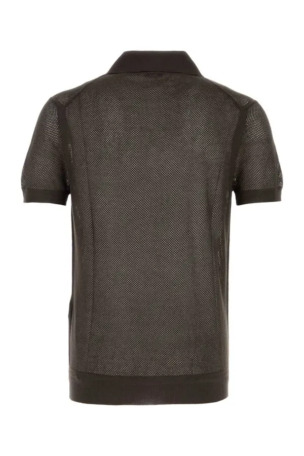 TOM FORD Chocolate Mesh Polo Shirt