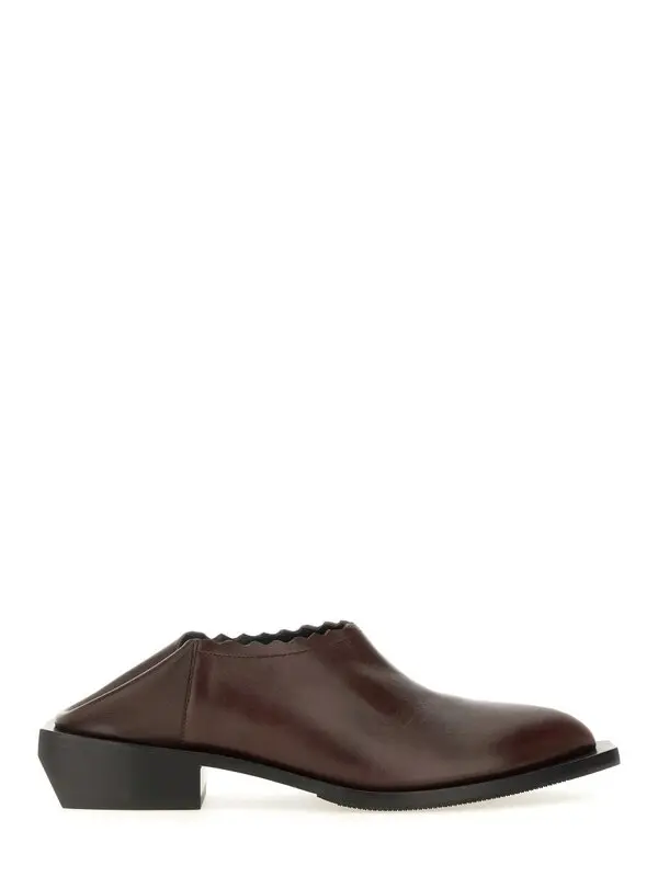 Moschino Shootie" Cuban Heel Mules - Brown