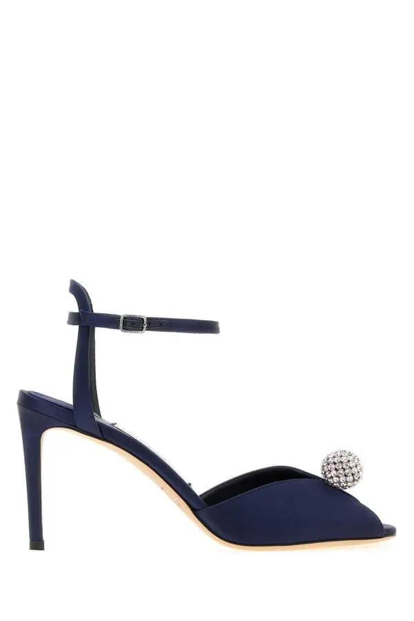 JIMMY CHOO Sacora 85 Embellished Satin Sandals