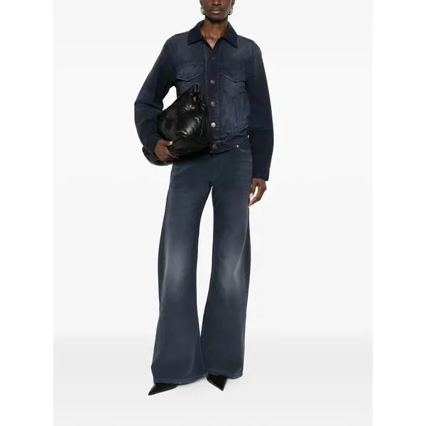 Balenciaga Dark Cotton Denim Jacket With Button Fastening - Blue