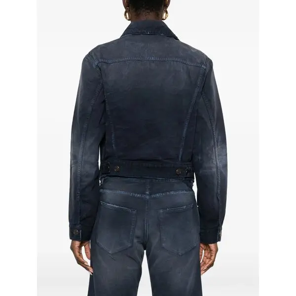 Balenciaga Dark Cotton Denim Jacket With Button Fastening - Blue