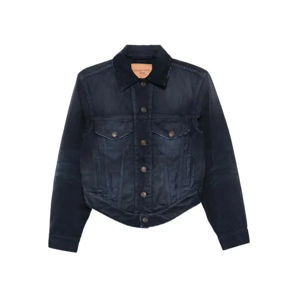 Balenciaga Dark Cotton Denim Jacket With Button Fastening - Blue