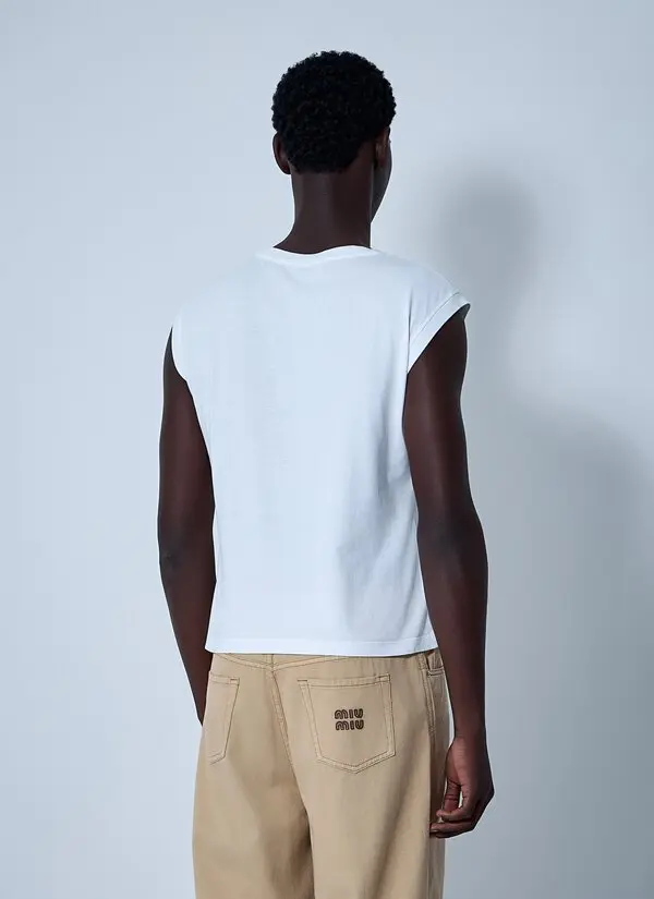 Miu Miu Set Of Three Logo Motif Cotton Jersey T-shirts