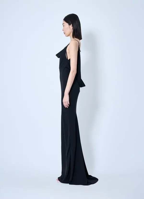 MUGLER Crepe Maxi Dress With Buckled Rear Construction