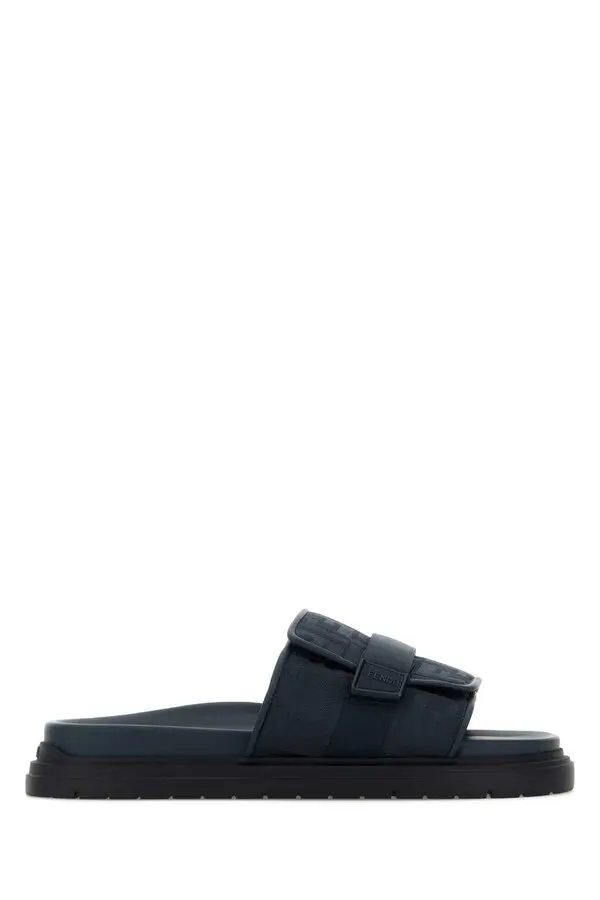 Fendi Navy Fabric Chunky Slippers