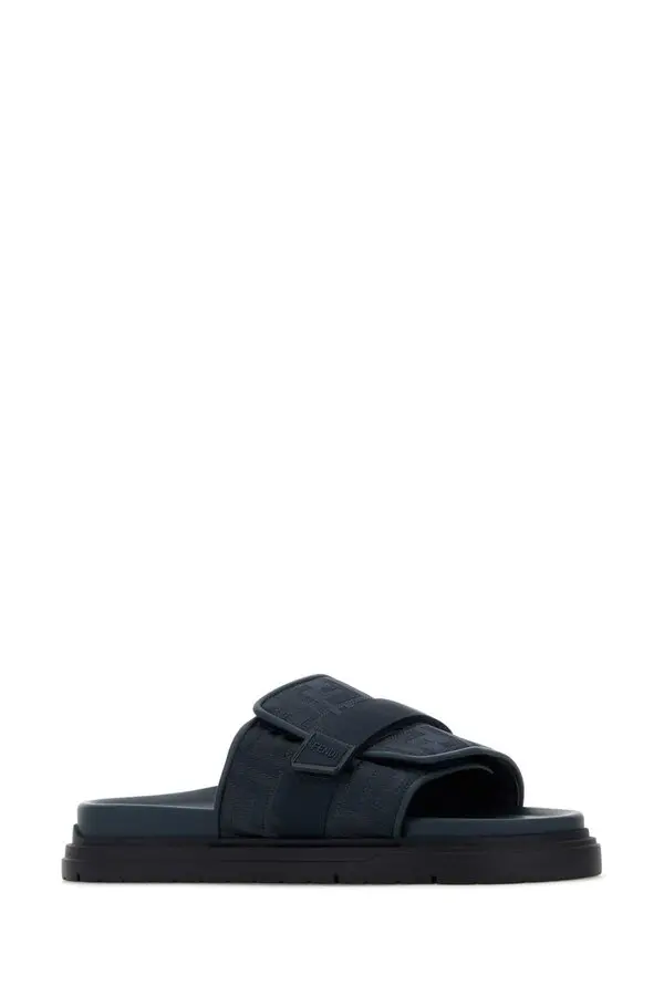 Fendi Navy Fabric Chunky Slippers