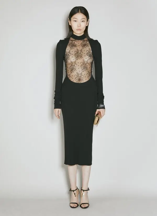 Dolce & Gabbana Chantilly Lace Insert Jersey Maxi Dress