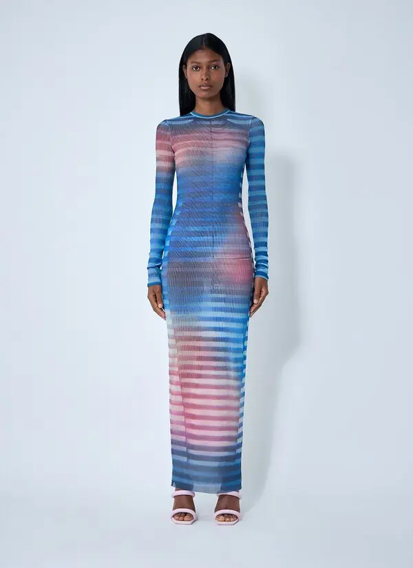 JEAN PAUL GAULTIER Air Mesh Maxi Dress - Blue