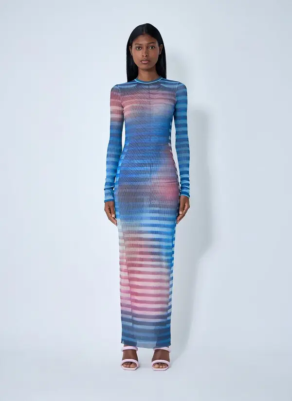 JEAN PAUL GAULTIER Air Mesh Maxi Dress - Blue
