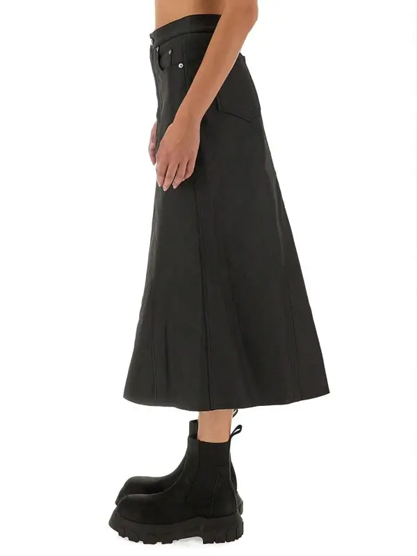 Rick Owens Denim Midi Skirt