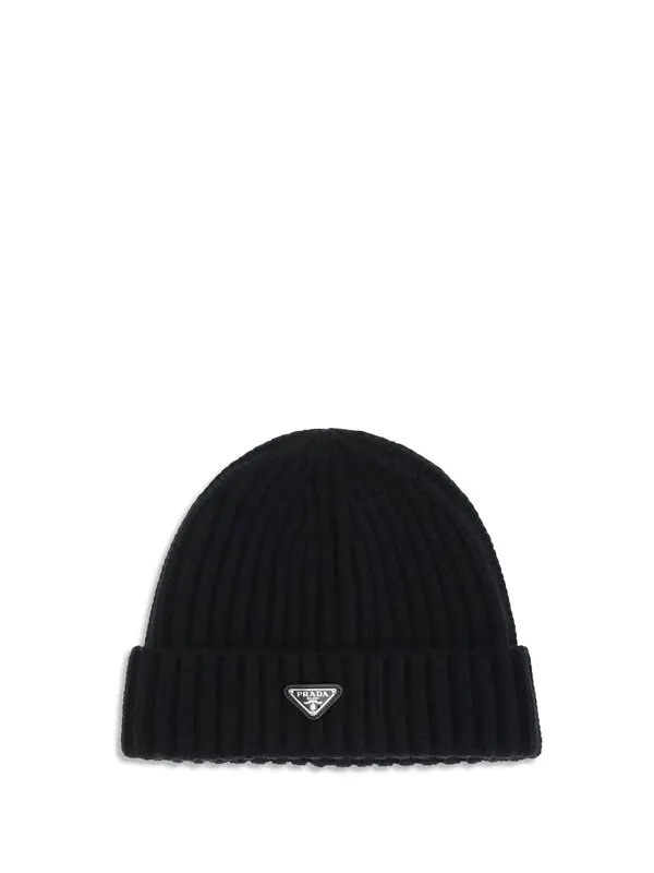 Prada Virgin Wool Beanie Hat - Black