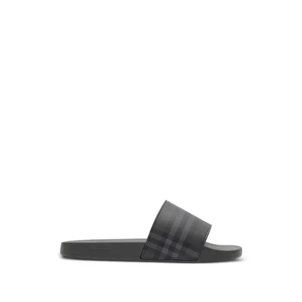 Burberry Check Pattern Crossover Strap Sandals - Black