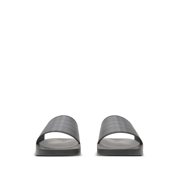 Burberry Check Pattern Crossover Strap Sandals - Black