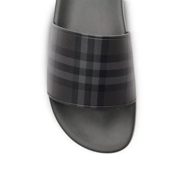 Burberry Check Pattern Crossover Strap Sandals - Black