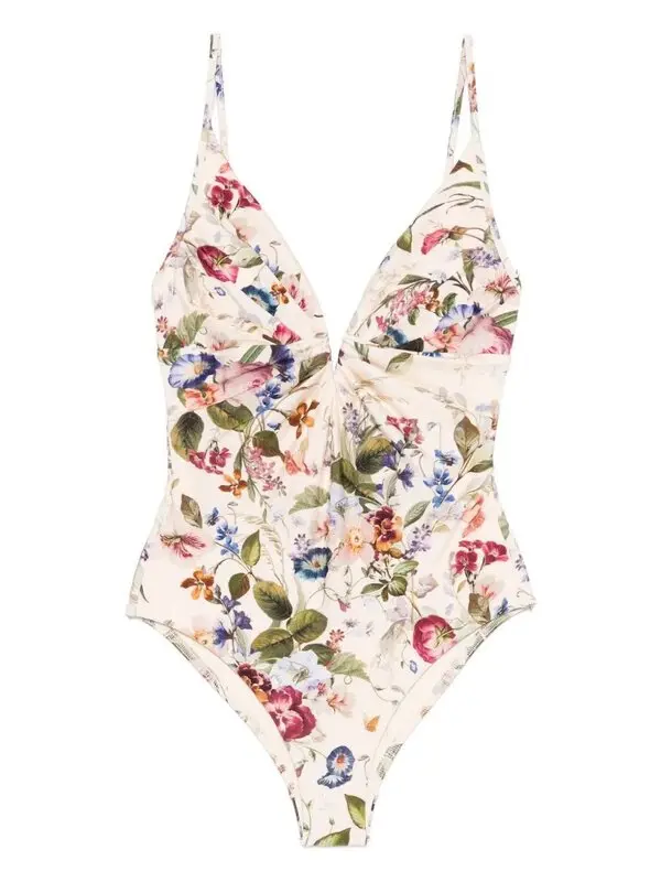 Zimmermann Patience Tuck Plunge One-piece Swimsuit - Multicolor