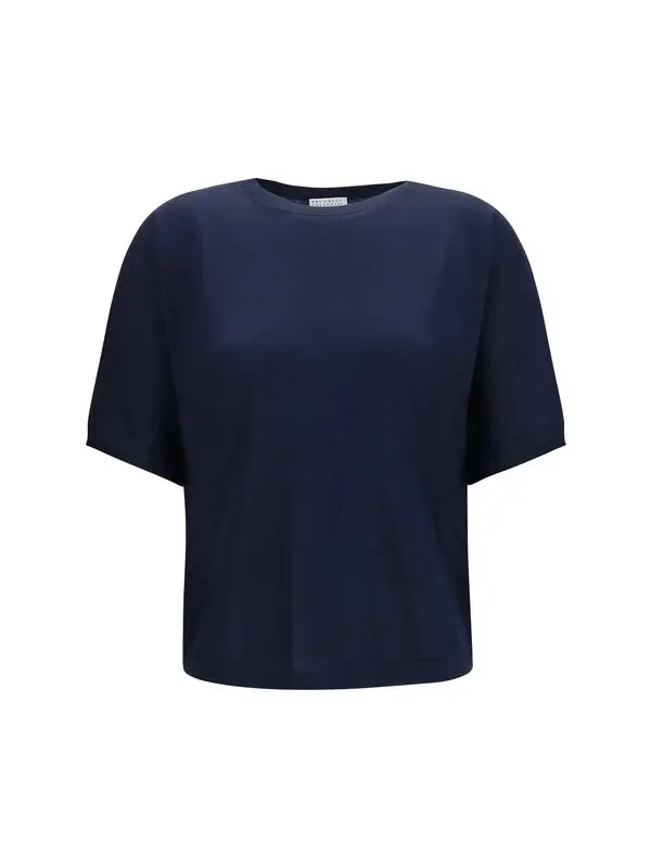 Brunello Cucinelli Short Sleeve Cashmere And Silk Sweater - Blue