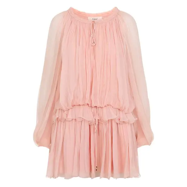 Chloé Silk Dress With Ruffle Detailing