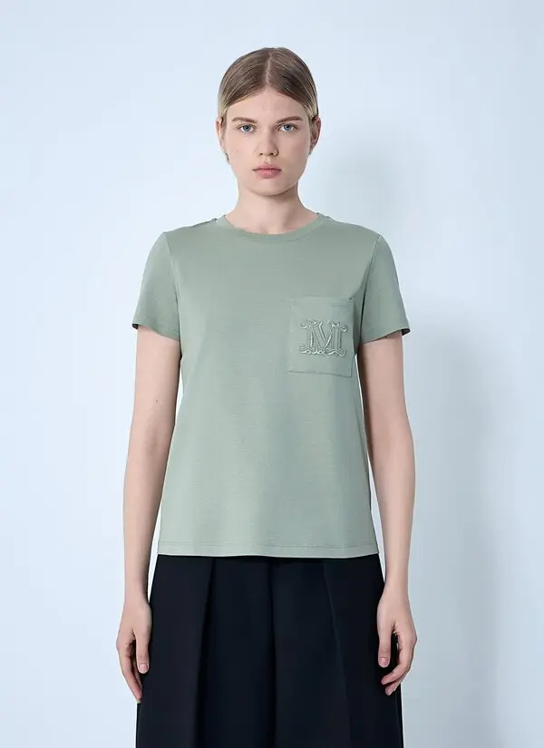 Max Mara Cotton Jersey Logo Motif T-shirt - Green