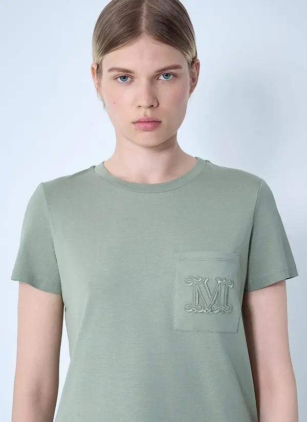 Max Mara Cotton Jersey Logo Motif T-shirt - Green