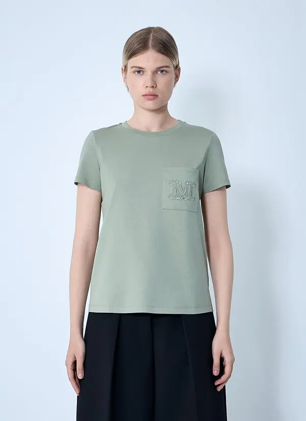 Max Mara Cotton Jersey Logo Motif T-shirt - Green