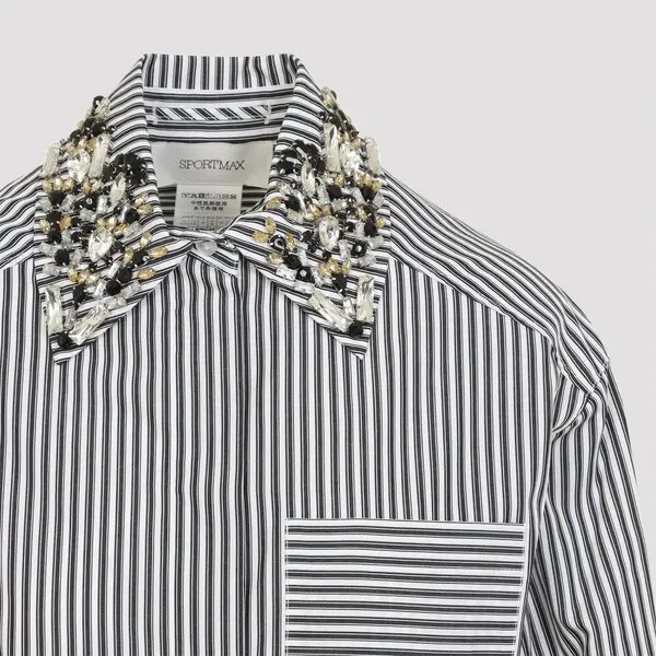 Sportmax Quagga Embellished Striped Cropped Shirt