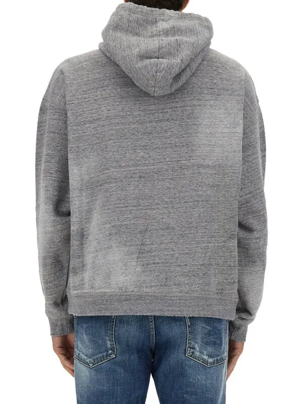 Dsquared2 Logo Embellished Cotton Hoodie - Gray