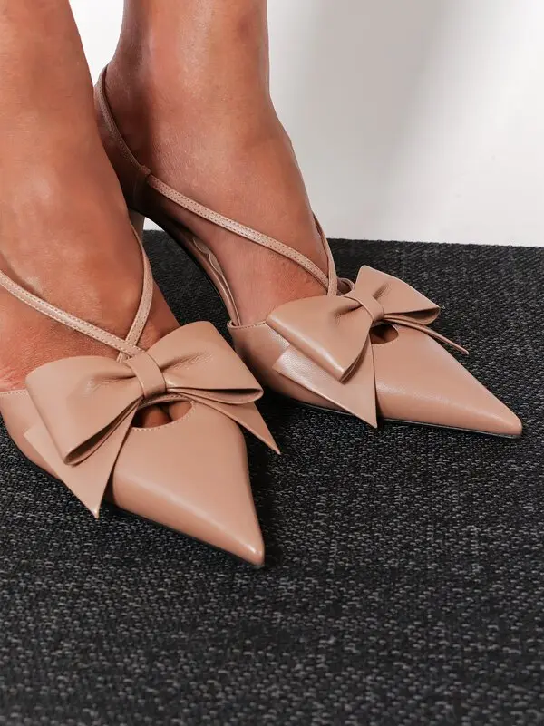 Valentino Garavani Bow Detail Leather Slingback Pumps - Multicolor