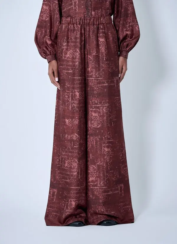 Max Mara Wide-leg Silk Jacquard Pants