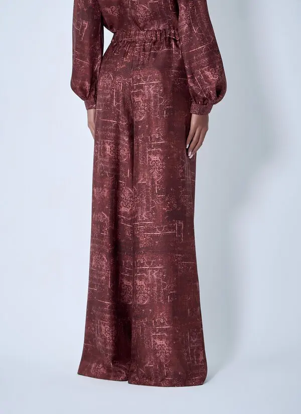 Max Mara Wide-leg Silk Jacquard Pants