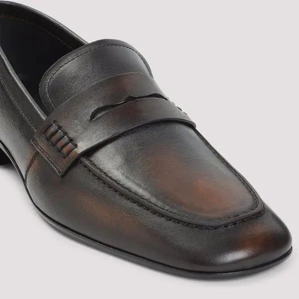Dries Van Noten Calf Leather Loafers With Aged Effect - Multicolor