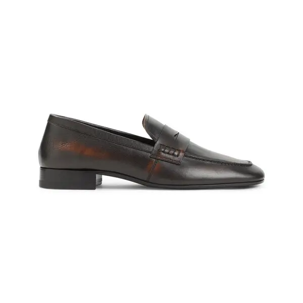 Dries Van Noten Calf Leather Loafers With Aged Effect - Multicolor