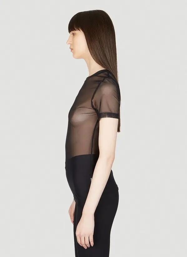 Dolce & Gabbana Sheer Mesh T-shirt With Embellished Patch