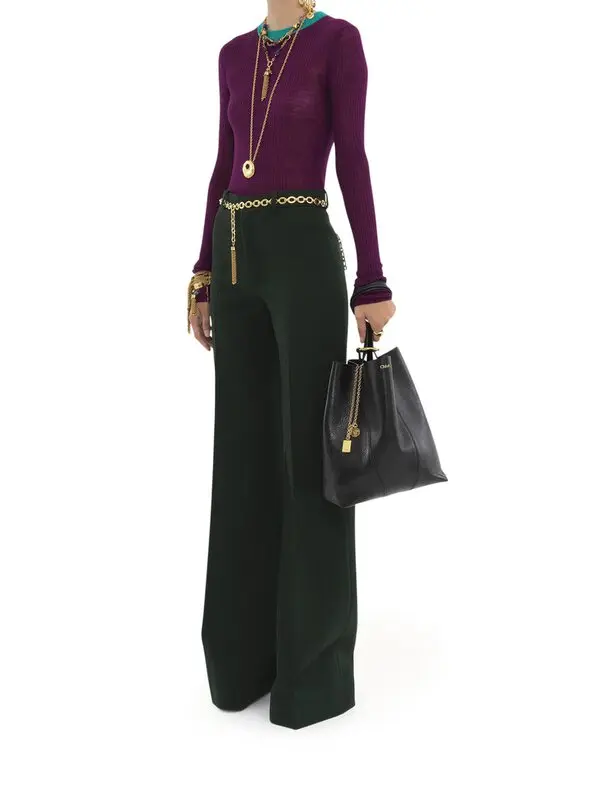 Chloé Spin Tote Bag In Black Leather - Multicolor