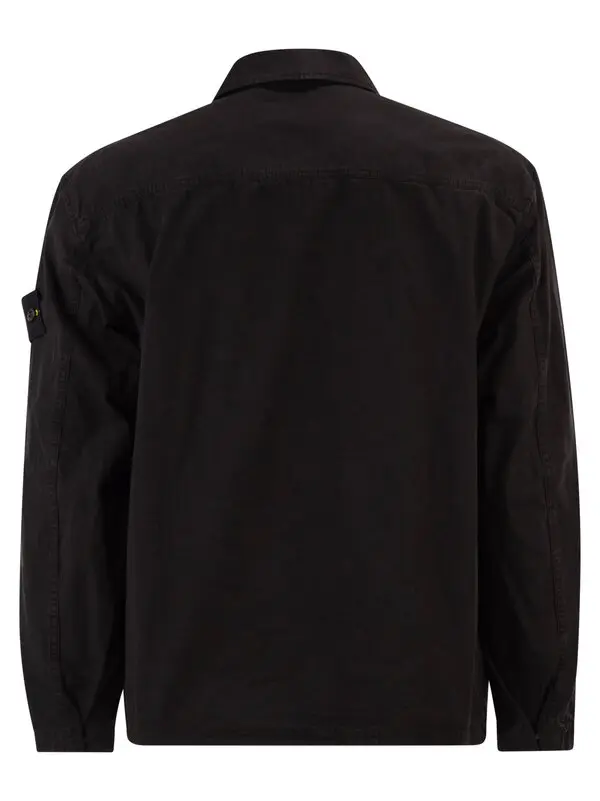 Stone Island Comfortable Overshirt With Zip And Pockets - Black