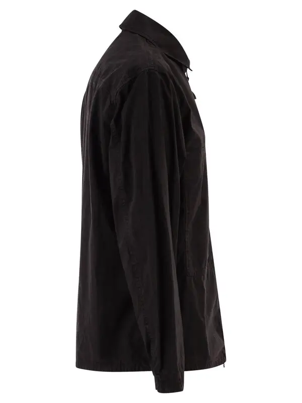Stone Island Comfortable Overshirt With Zip And Pockets - Black