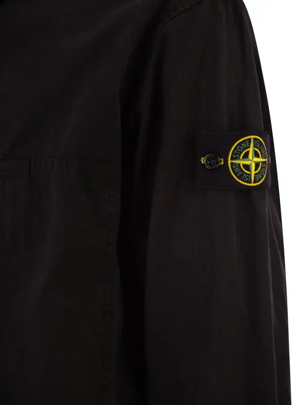 Stone Island Comfortable Overshirt With Zip And Pockets - Black