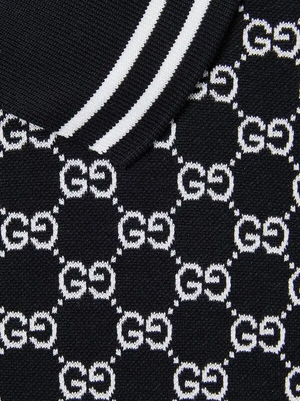 Gucci Gg Jacquard Cotton Piquet Polo