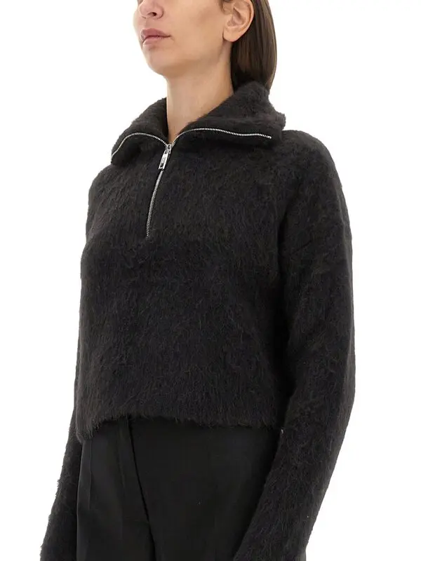 Sportmax Falcon Alpaca Blend Cropped Zip-up Shirt